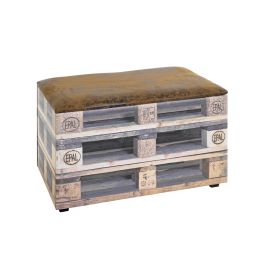 Bankhocker gestapelde pallets met bruine deksel